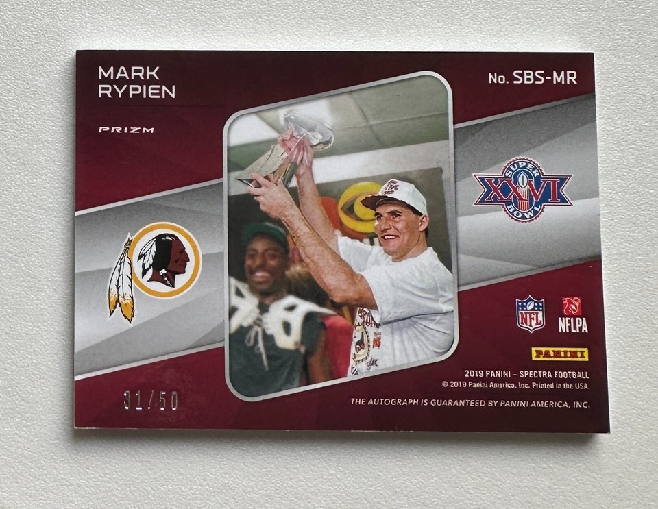 2019 Panini Spectra Super Bowl Champion Autograph #10 Mark Rypien /50 # ...