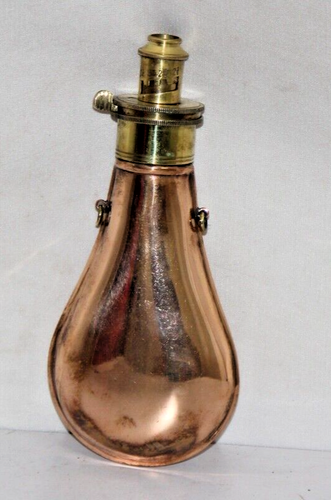 Vintage Victorian Style Small Miniature Brass Gun Powder Bottle/ Flask ...