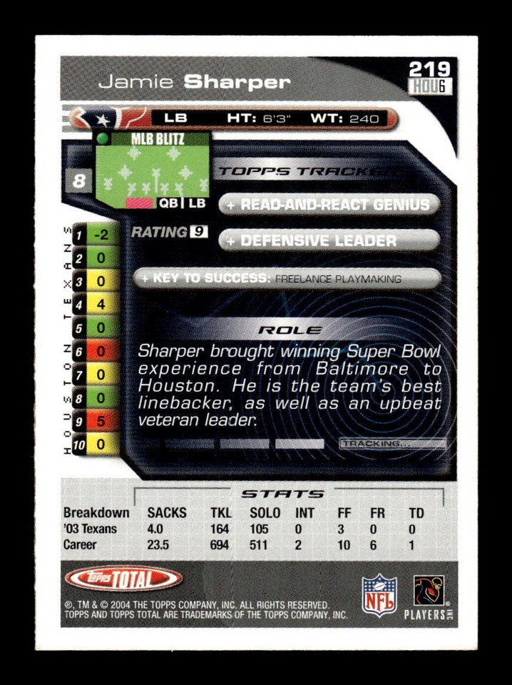2004 Topps Total Jamie Sharper #219 | eBay