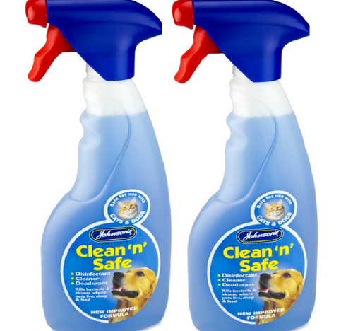CLEAN 'N' SAFE 1L DOG - (500ml x2) - Johnsons Disinfectant Cleaner ...