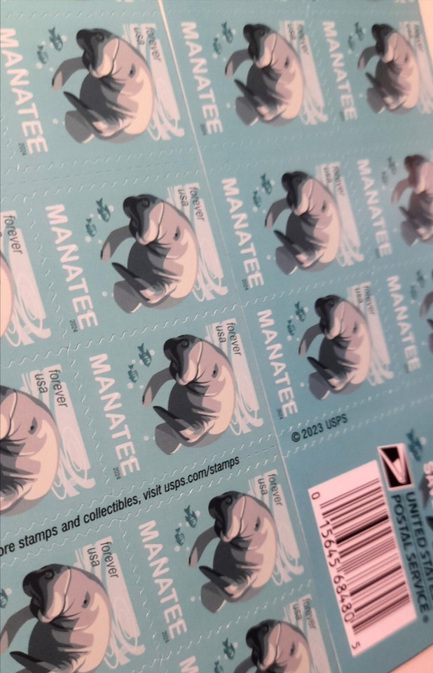 (5) USPS Save Manatees Booklets - 100 Forever Stamps Stamps Value 78.00 ...