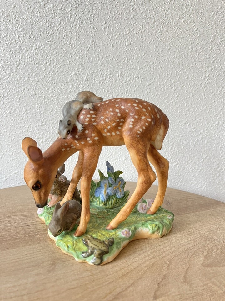 Vtg 1988 Deer Porcelain Figurine Natures Mirror The Franklin Mint ...