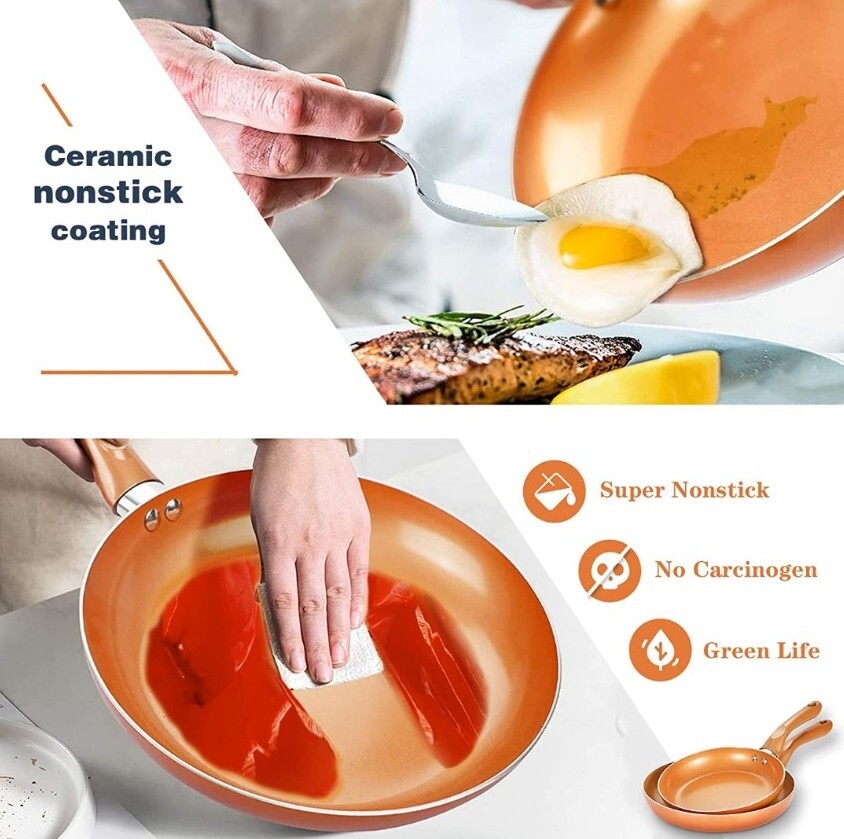 6-piece Nonstick Ceramic Coated Cookware Set, Cooking Pot Pans Set New ...