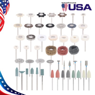 51Pcs Dental Lab HP Diamond Polishing Burs/Disc/Stone/Brush Kit 2.35mm ...
