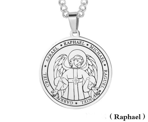 Archangel St Raphael Medal Pendant Amulet Necklace Christian Jewelry ...