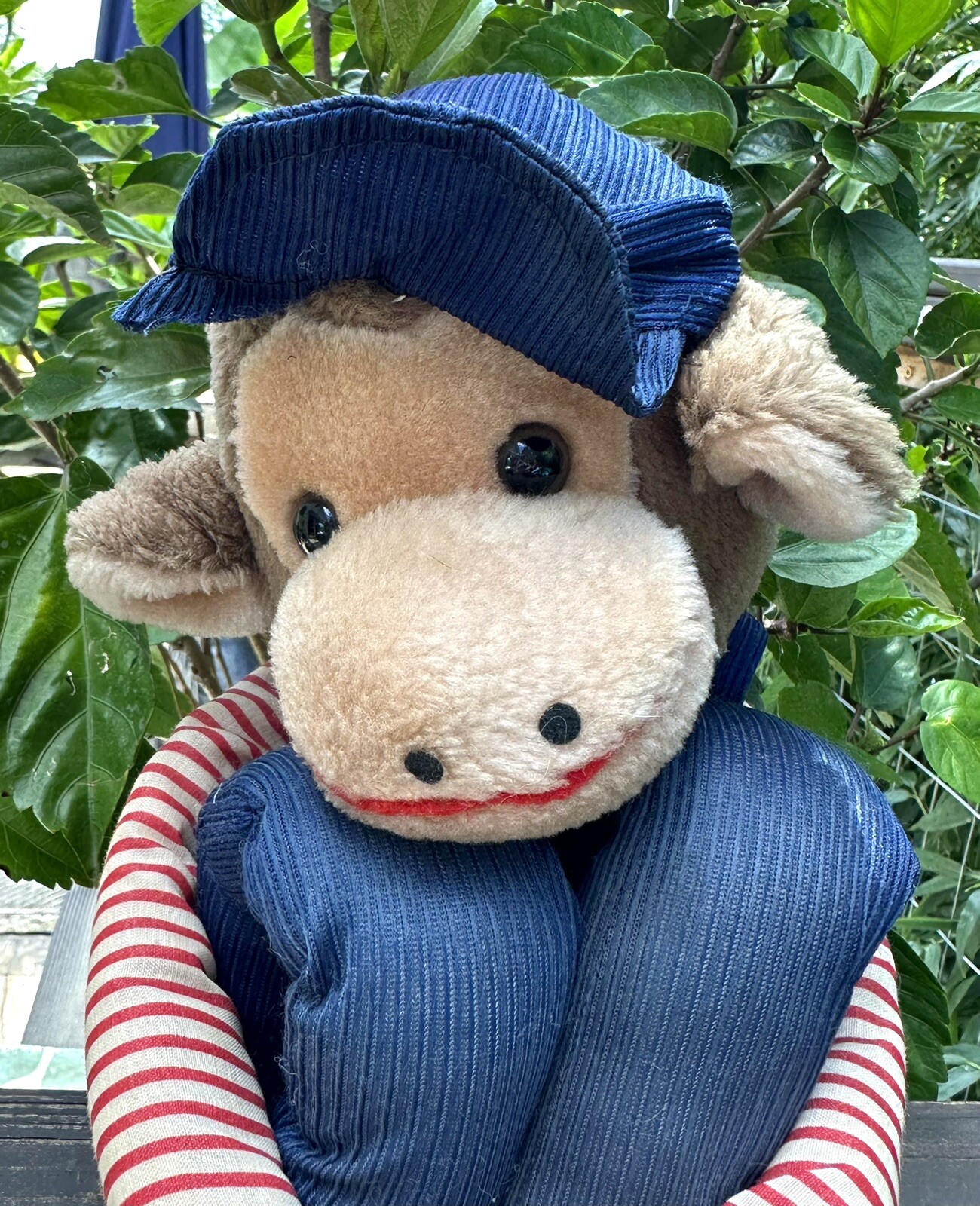 Vintage Monkey Knee Hugger 23” Plush Toy Corduroy Overalls Striped ...