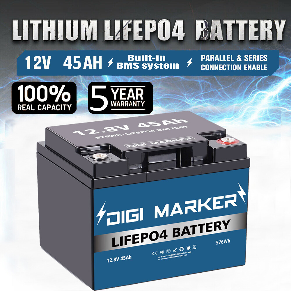 12V 45Ah Lithium iron Battery LiFePO4 Deep Cycle Rechargeable 50A BMS ...