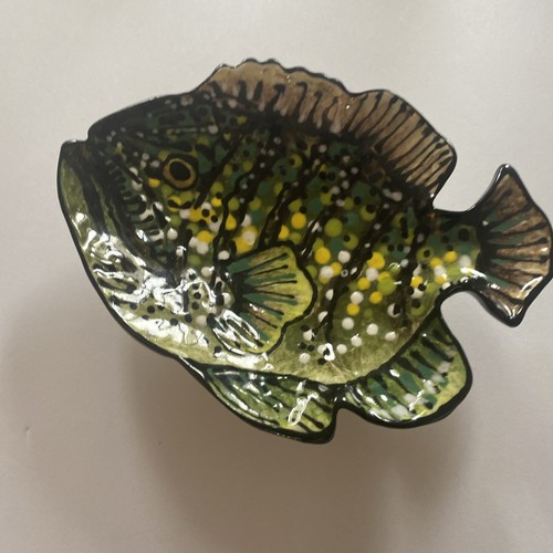 Ceramic Fish Soap Dish Trinket Dish Shades Green Yellow Lake Coastal ...