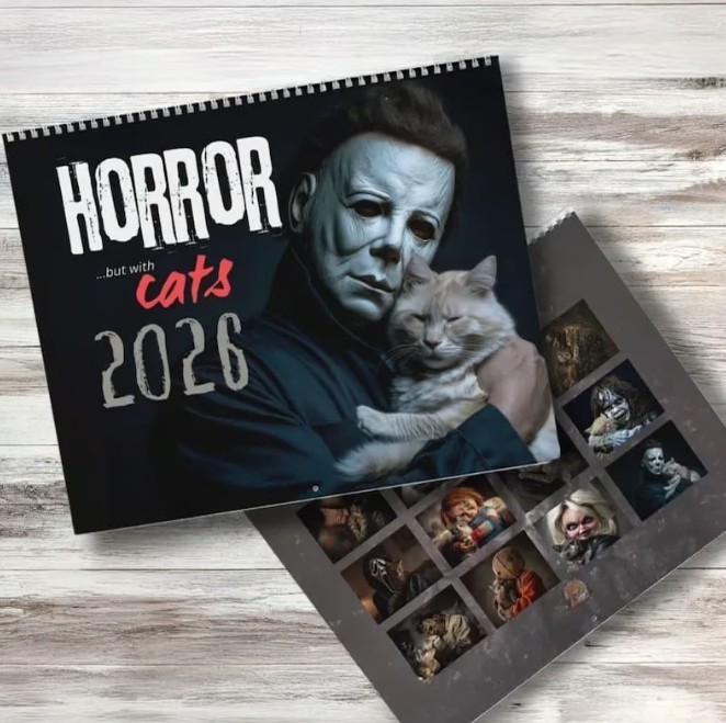 2026 Halloween Horror Movie & Cats Wall Calendar,Fear Theme Cat ...