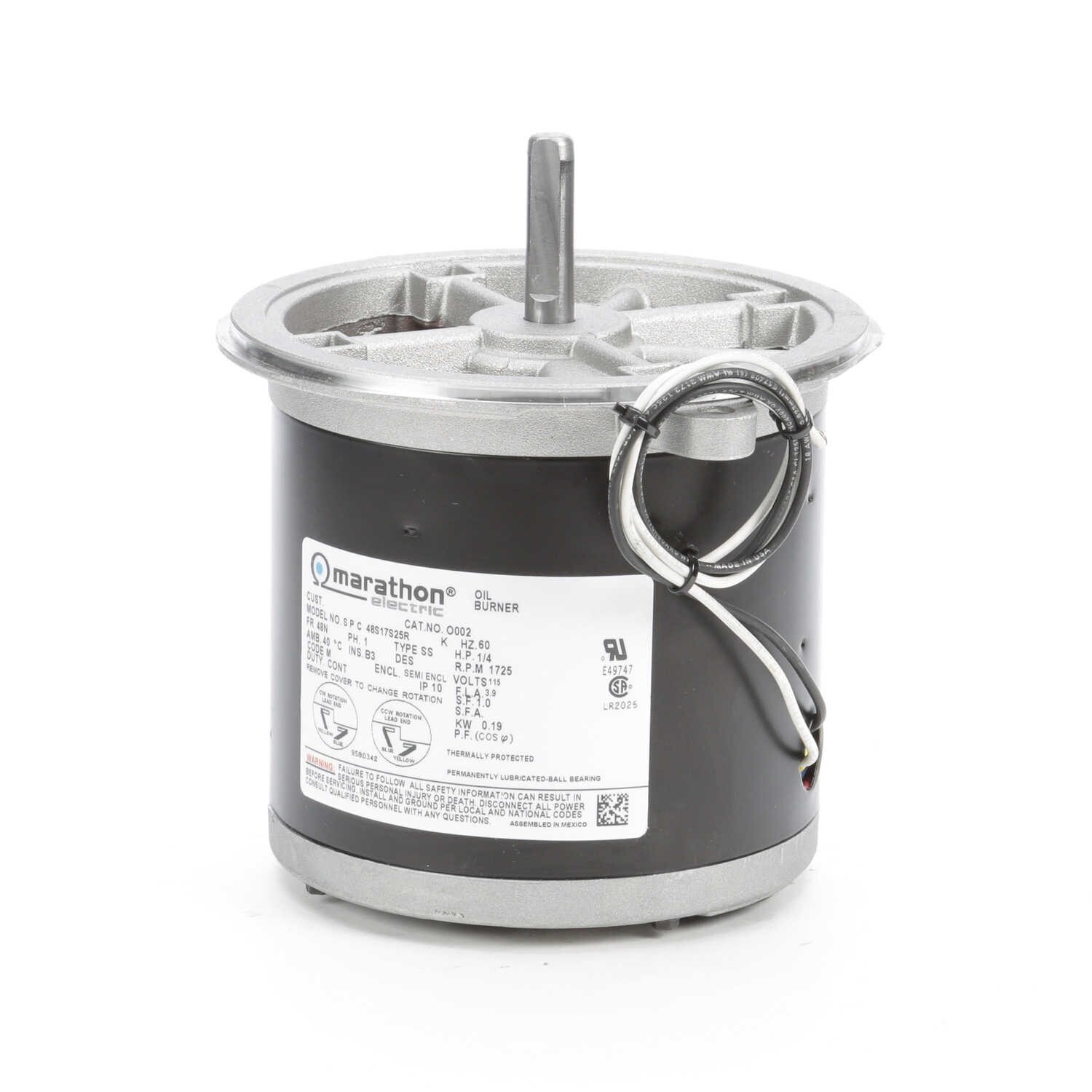 Marathon O002 Electric Motor 1/4 HP 1800 Rpm 1PH 115 Volt 48N Frame ...