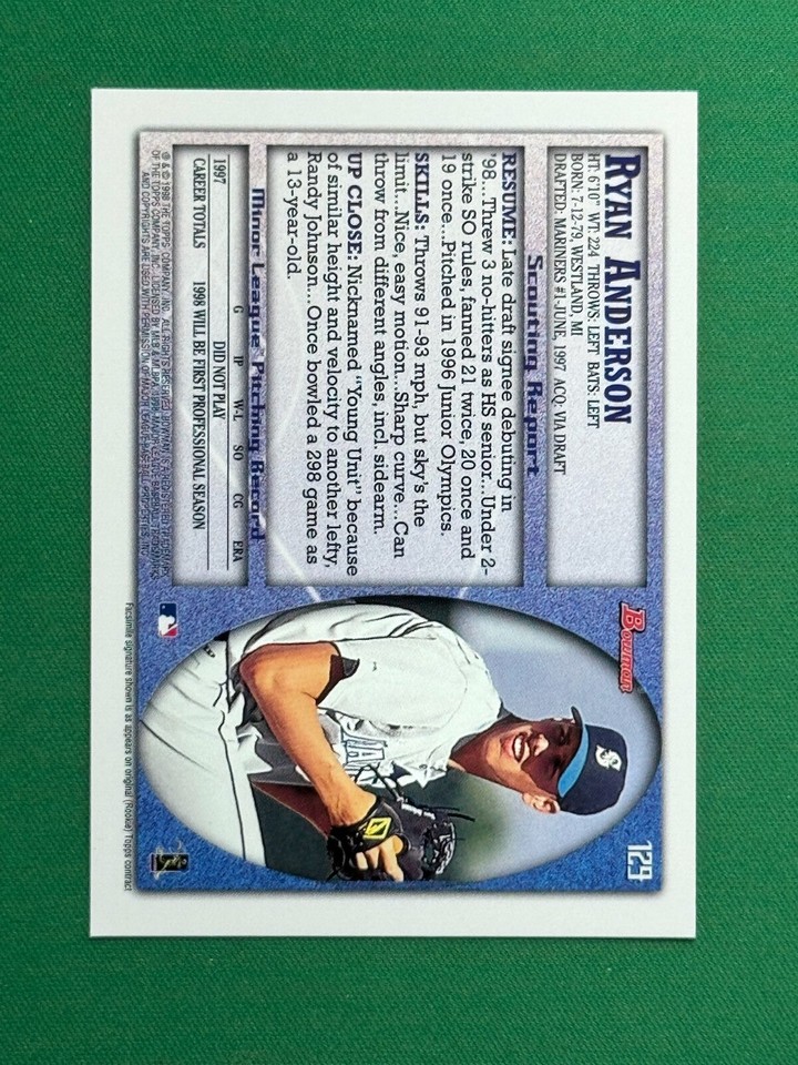 1998 Bowman Baseball International Parallel #129 Ryan Anderson | eBay UK