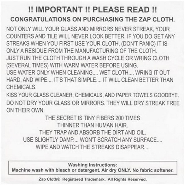 Zezo Fiber Miracle Cleaning and Polishing Cloth by KAYWOS 10 for sale ...