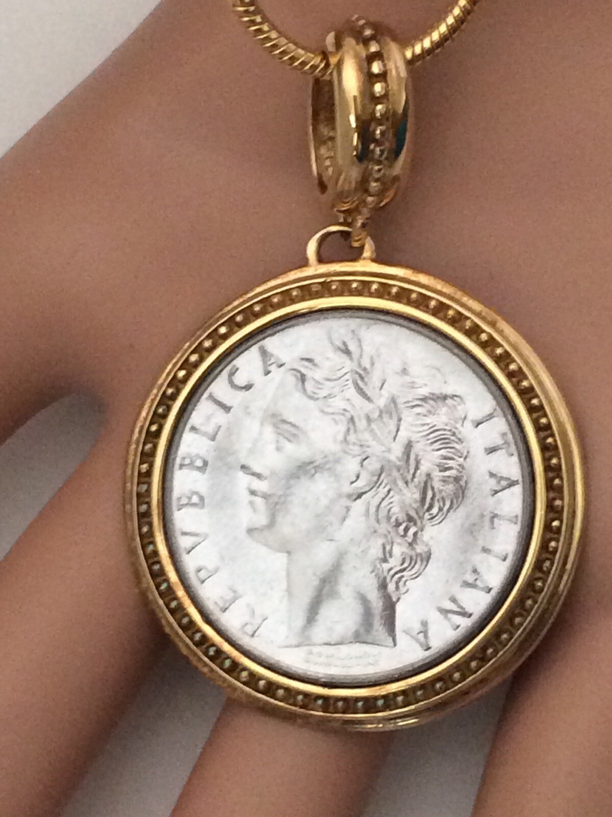 Vintage Repvbblica Italiana L.100 Coin 925 Italy Gold Overlay Sterling ...