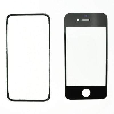 Glass Black Replacement Front Outer Screen For Iphone 4 + adhesive ...