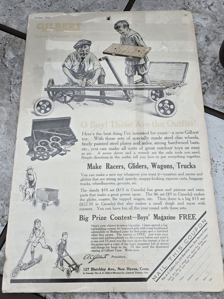 1920s Gilbert New Wheel Toy Extremely Rare! Erector set Irish Mail Cart ...