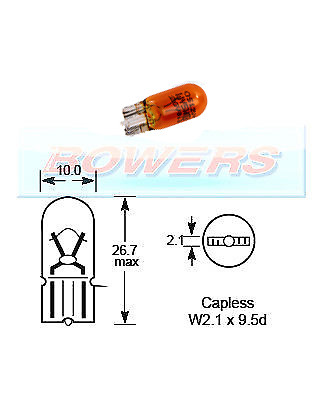 RING R501A AMBER 12V 5W W5W CAPLESS W2.1x9.5D LIGHT BULB SIDE REPEATER ...