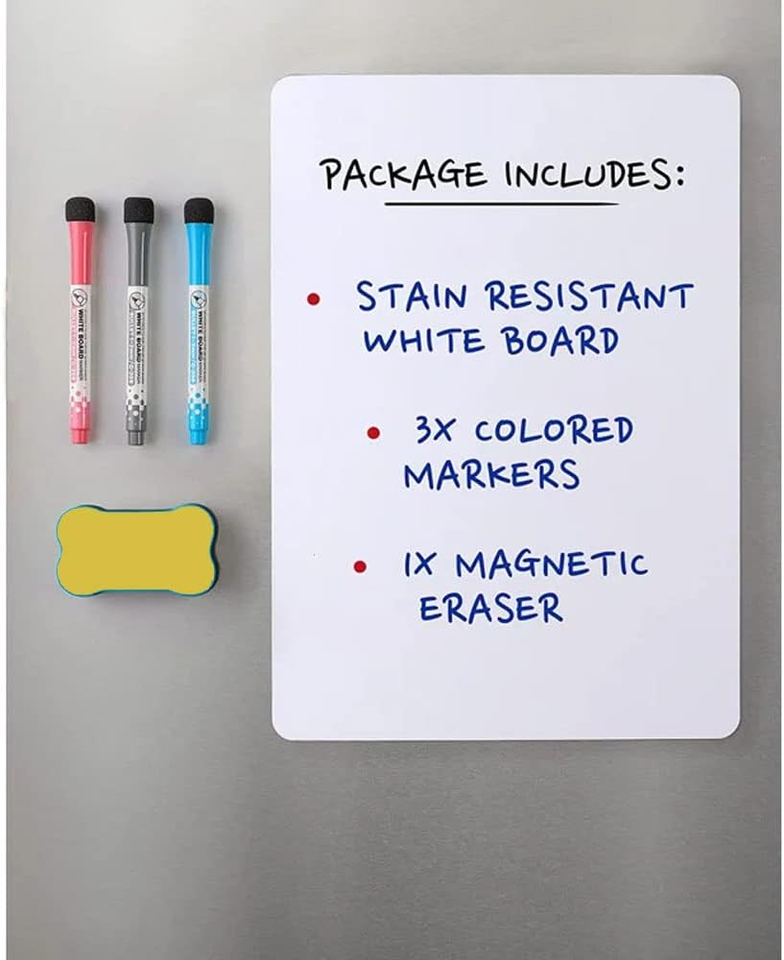 Magnetic Whiteboard for Fridge, 12 X 8 Inches Magnetic Dry Erase ...