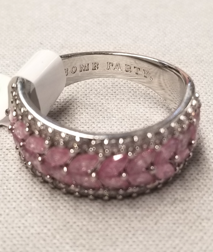 Bomb Party Marquise Cut Pink Cubic Zirconia Band Ring sz 8 | eBay UK