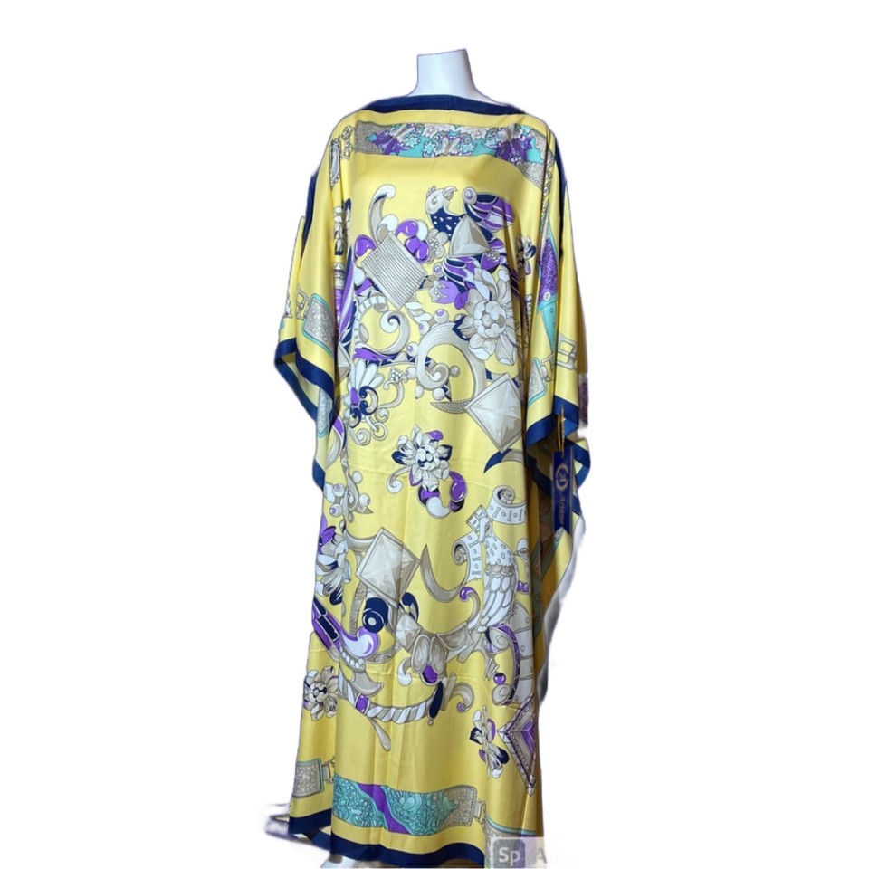 Silk Kaftan European Style Kimono Dress Maxi Tunic Robe Loungewear One ...