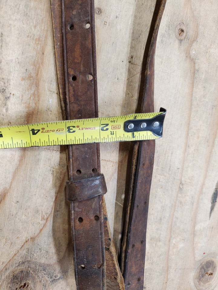 Vintage Military Style 1" wide adjustable Leather Rifle Sling with ...