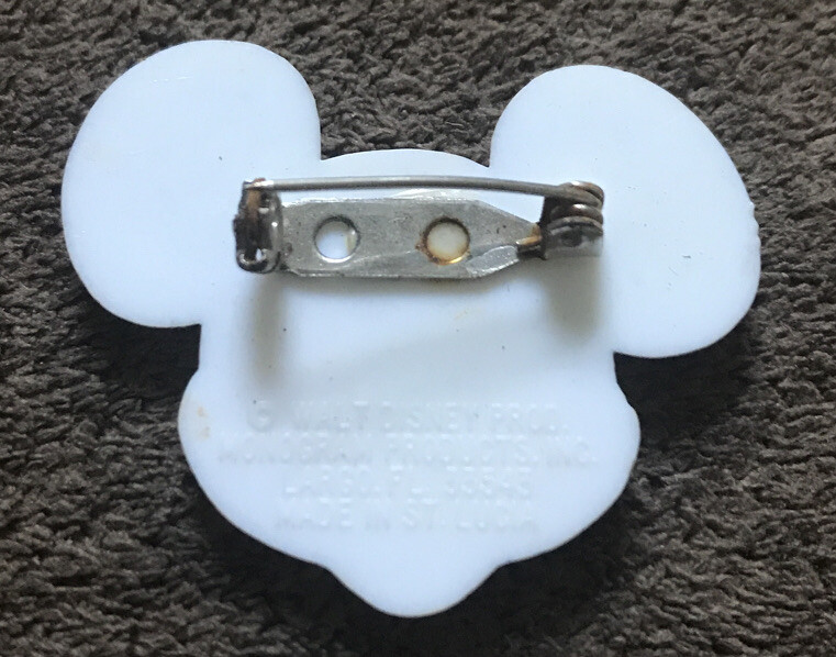 MICKEY MOUSE PIN BACK BUTTON WALT DISNEY Early Vintage Plastic St ...