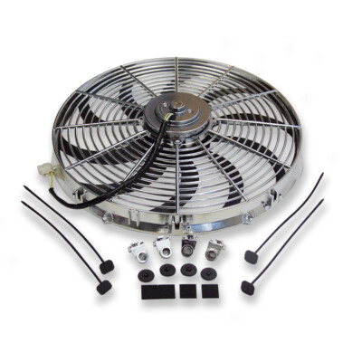 Chrome 16" Electric Radiator Reversible Cooling Fan Curved Blade 3000 ...