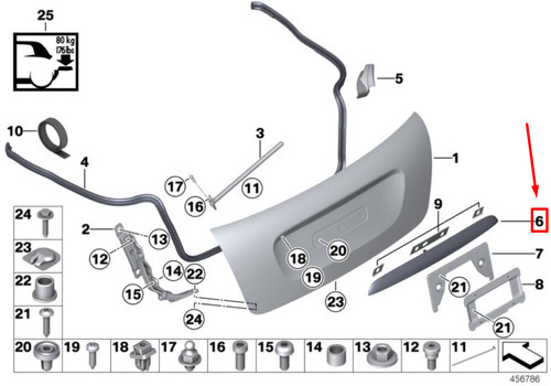 NEW OEM MINI COOPER F55 REAR TRUNK LID GRIP 51137362125 GENUINE NO DUTY ...