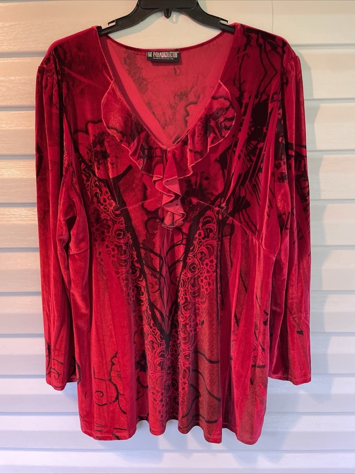 Velvet Babydoll Top or Dress V Neck Pyramid Collection Plus Size 2X | eBay