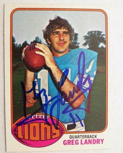 Detroit Lions Greg Landry Signed 1976 Topps Auto Card | eBay