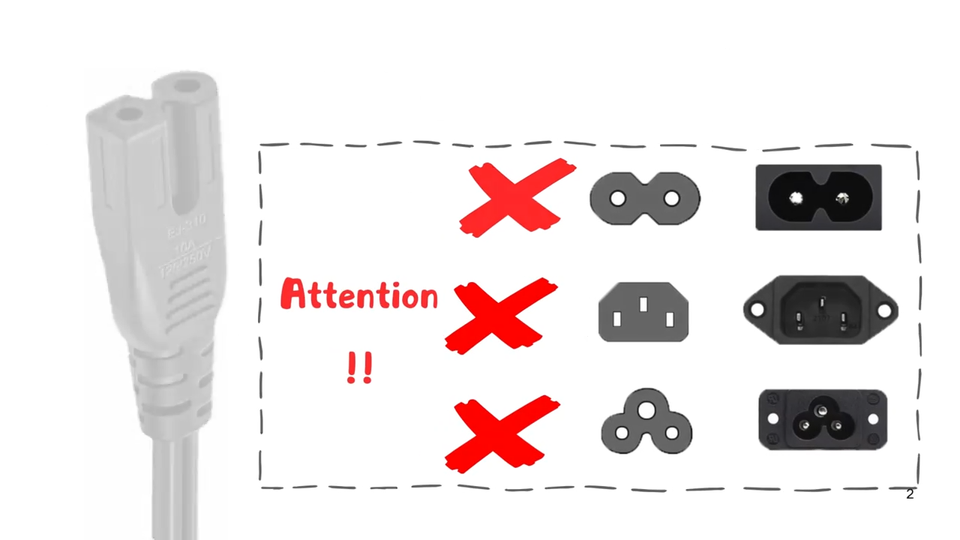 2 Prong AC Polarized Power Cord 125v Cable C7P Connector - 5Ft | eBay