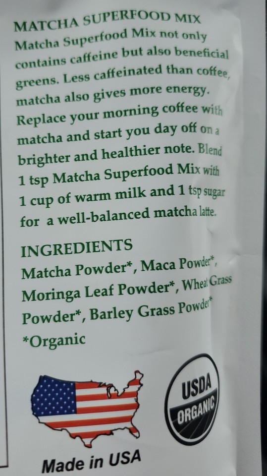 Organic Matcha Superfood Mix Powder 6 oz | eBay