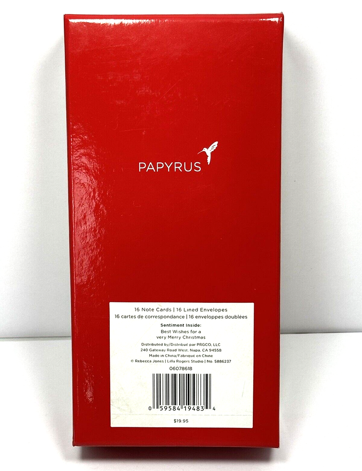 PAPYRUS Packed Christmas Sleigh Note Cards Box Of 16 w/ Envelopes 8” X ...