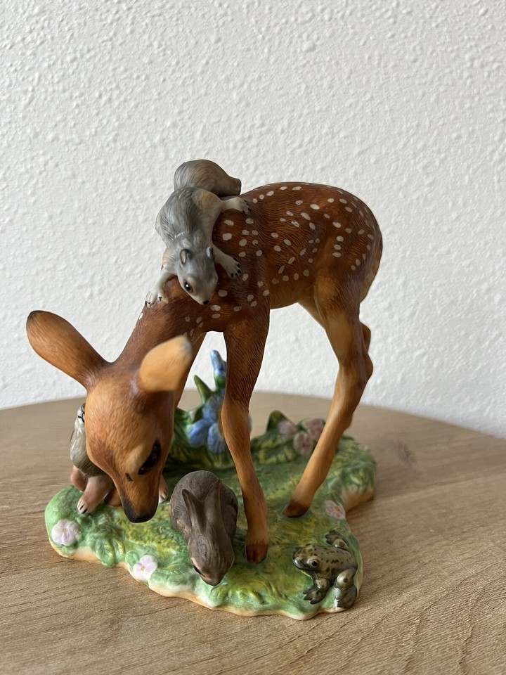 Vtg 1988 Deer Porcelain Figurine Natures Mirror The Franklin Mint ...