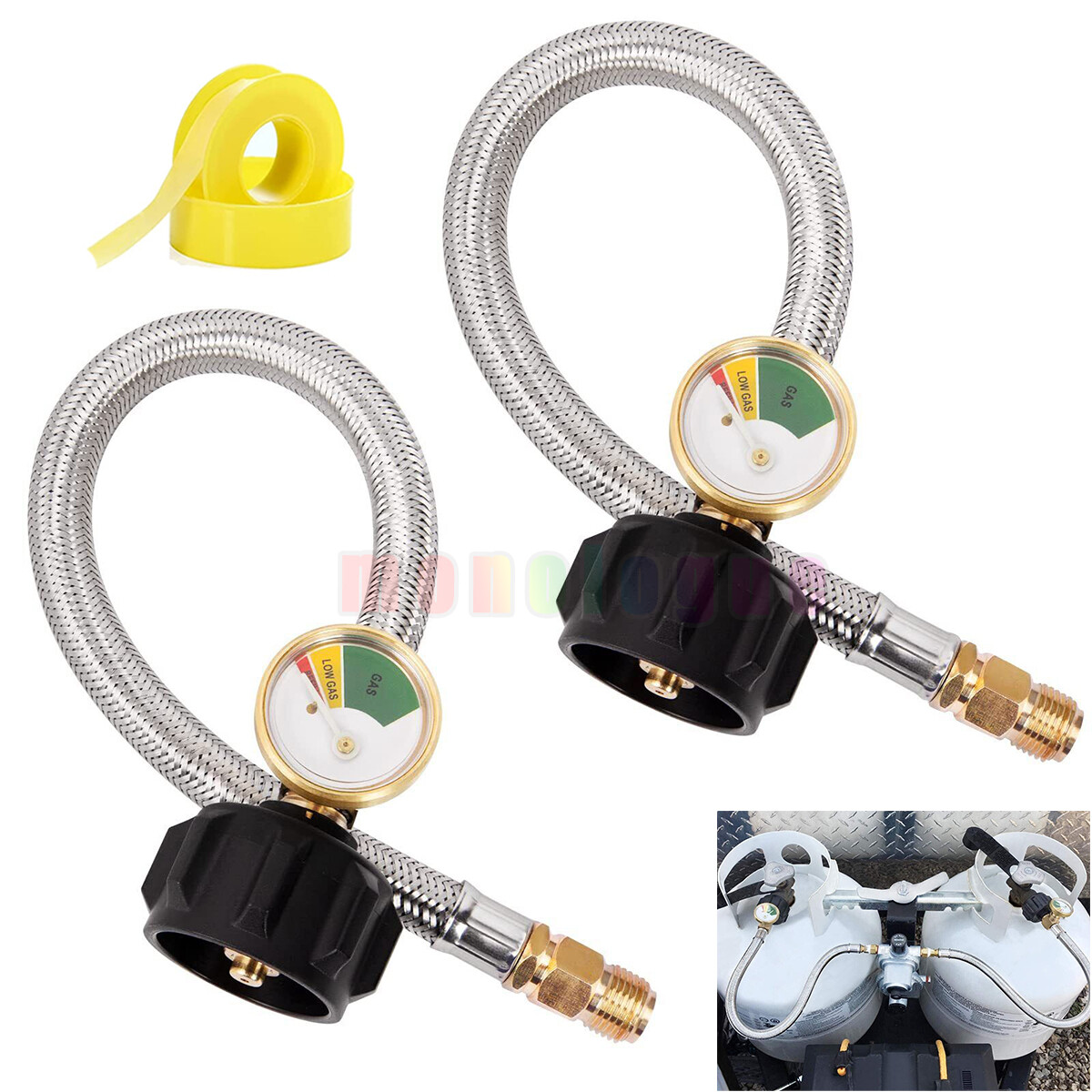 SHINESTAR 15-Inch RV Propane Hose with Gauge for 5-40lb Tanks Camper ...