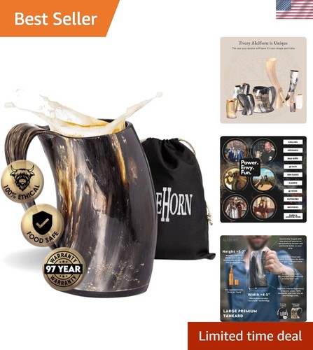 Original Handcrafted Authentic Viking Drinking Horn Tankard for Beer ...