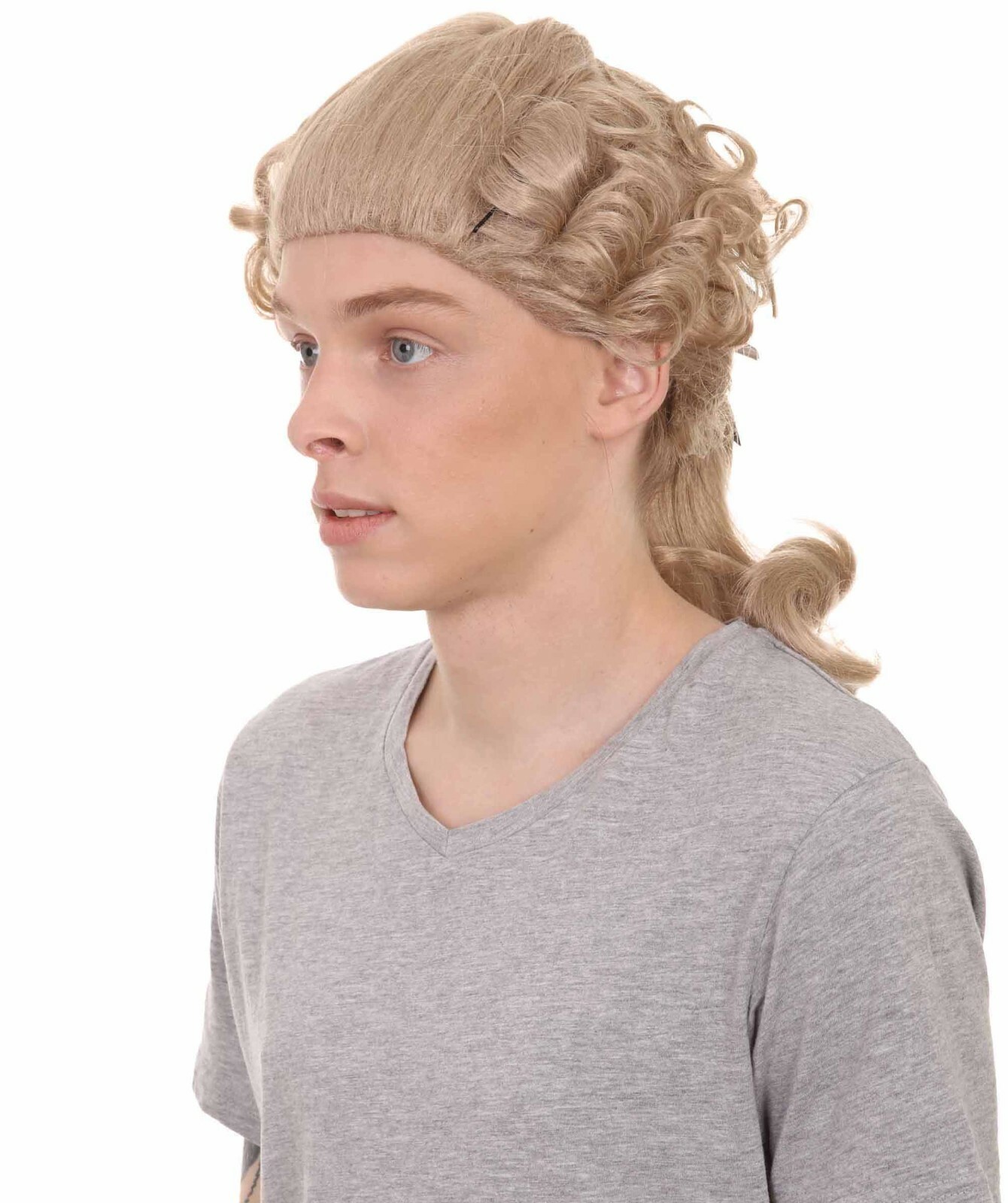 18th Century Colonial Peruke Gentleman's Powdered Blonde Curly Wig ...