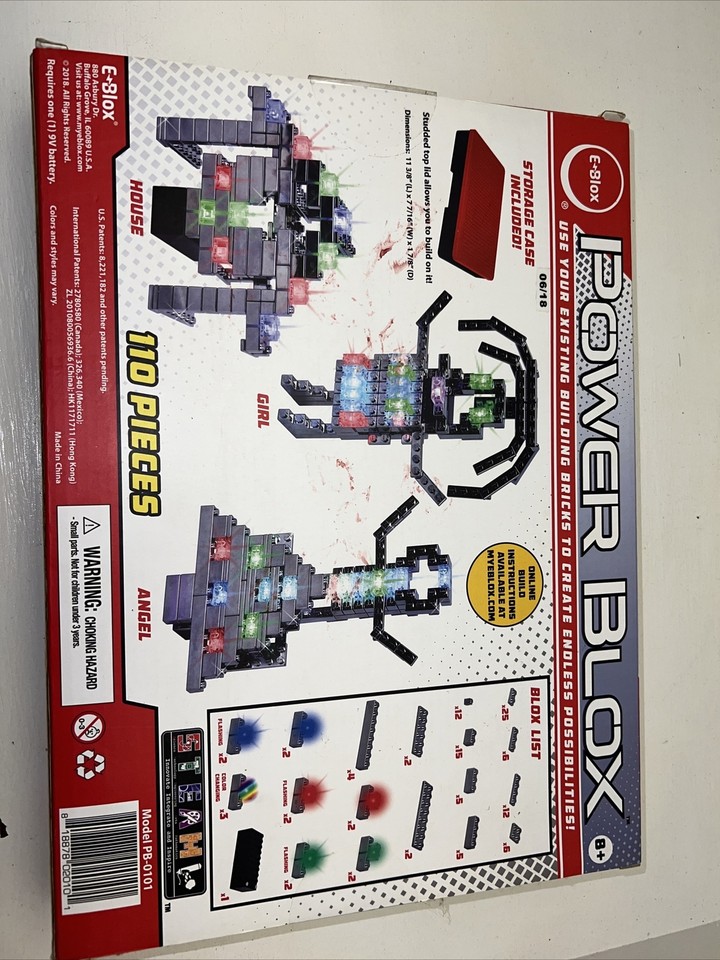 E-Blox Power Blox Builder Advanced Kit 3D LED Light-Up Building Blocks ...