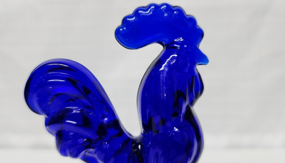 Antique Vintage Style Cobalt Blue Glass Rooster | eBay