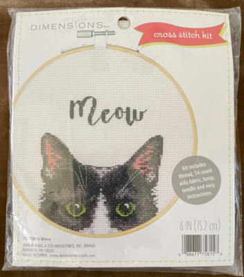 Dimensions "Meow" Cross Stitch Kit with Hoop~ Sealed Package | eBay