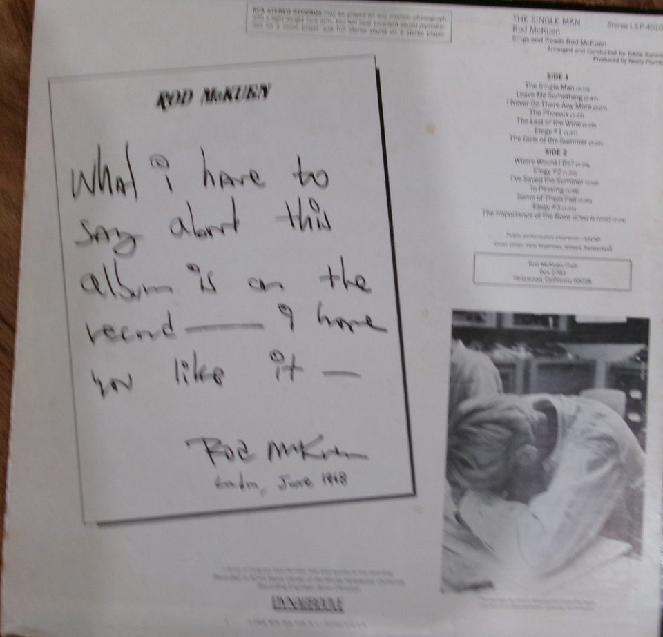Lot 5 ROD MCKUEN LP Albums-Through European Windows,About Me,Single Man ...
