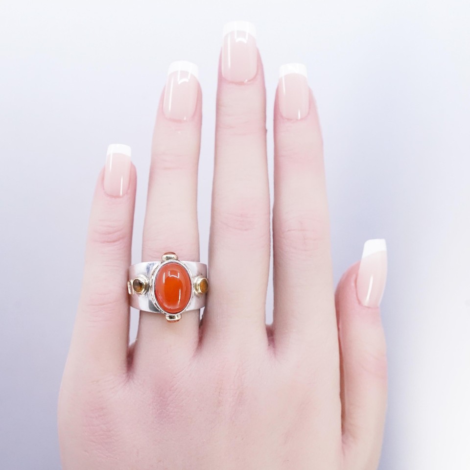 size 9, FUSION Sara Blaine Sterling 925 Silver 18K gold beaded Ring ...