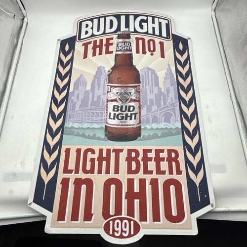 VINTAGE 1991 BUD LIGHT TIN SIGN ''THE NO. 1 LIGHT BEER IN OHIO'' 34.5 ...