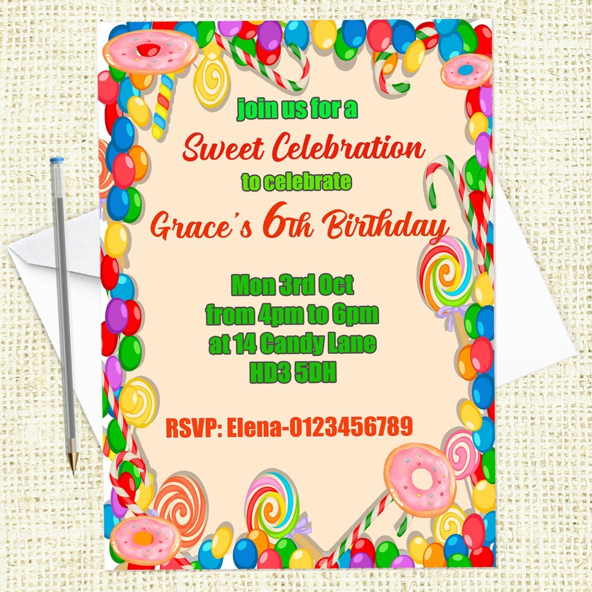 Candy Themed Invitations For Celebrations Candyland Birthday
