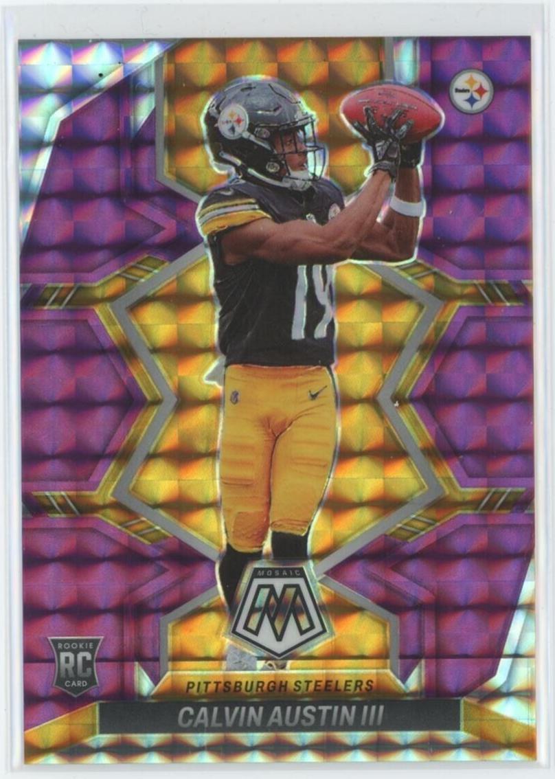 2022 Panini Mosaic - Rookies Calvin Austin III #342 Purple Mosaic Prizm ...