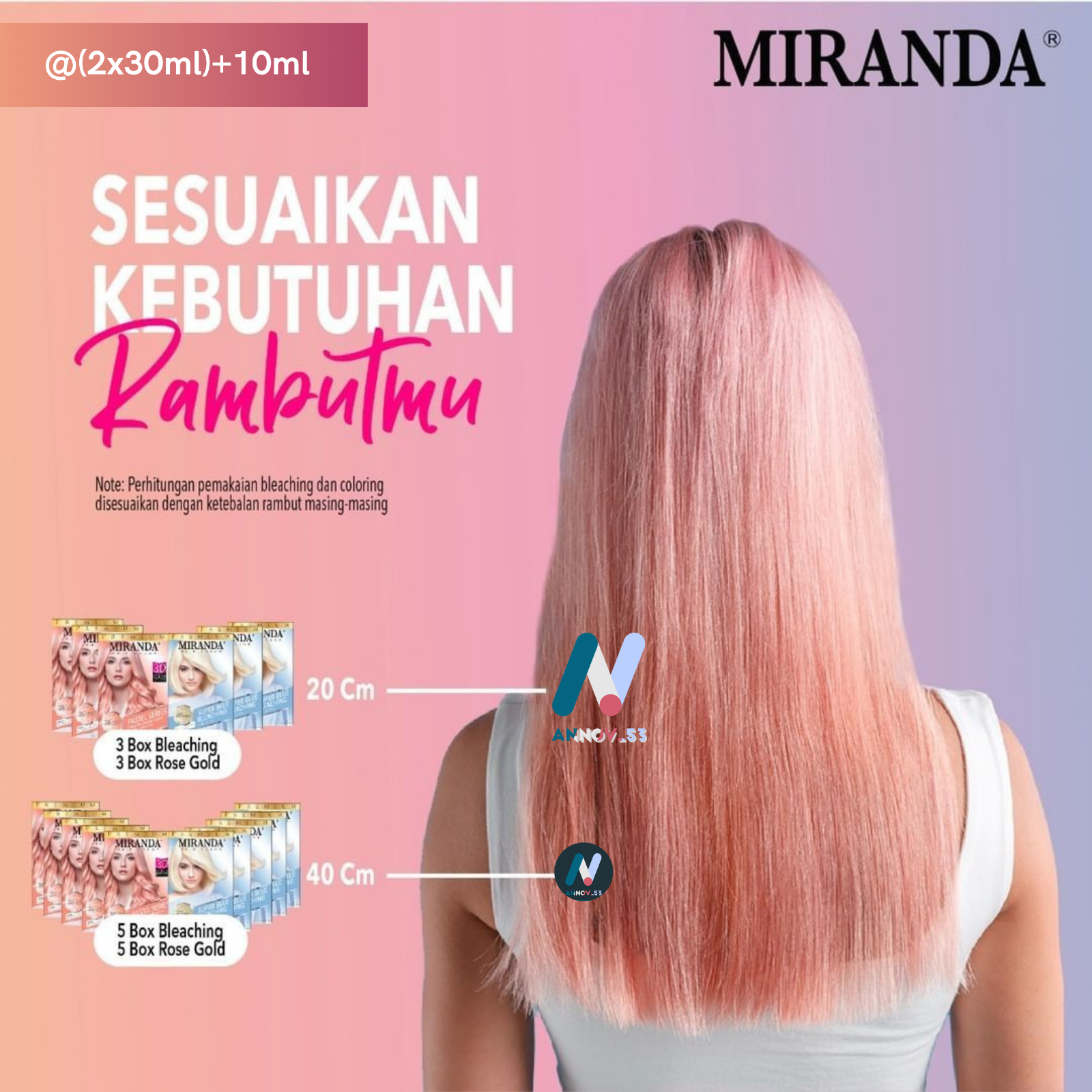 2X MIRANDA 3D Permanent Hair Dye Shine Moisturizer Color Pastel #MC-P2 ...