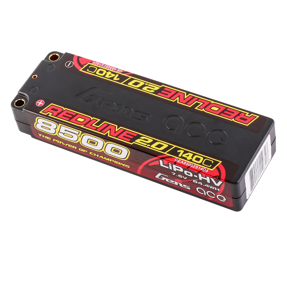Gens Ace 8500mAh 7.6V 140C HardCase 2S Lipo Battery 5.0mm Bullet For 1/ ...