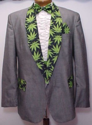 CUSTOM GRAY TUX TUXEDO SMOKING JACKET MARIJUANA CANNABIS POT PRINT MENS ...