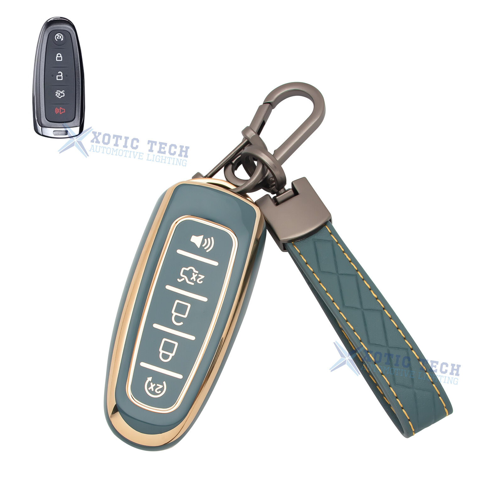 Full Cover Smart Key Fob Holder w/Keychain For Ford Explorer Expedition ...
