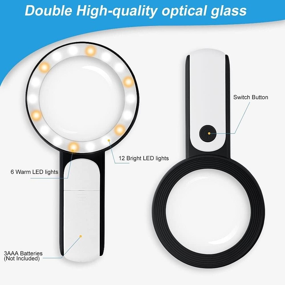 30X 40X Magnifying Glass With Light And Stand, Non-rechargeable ...
