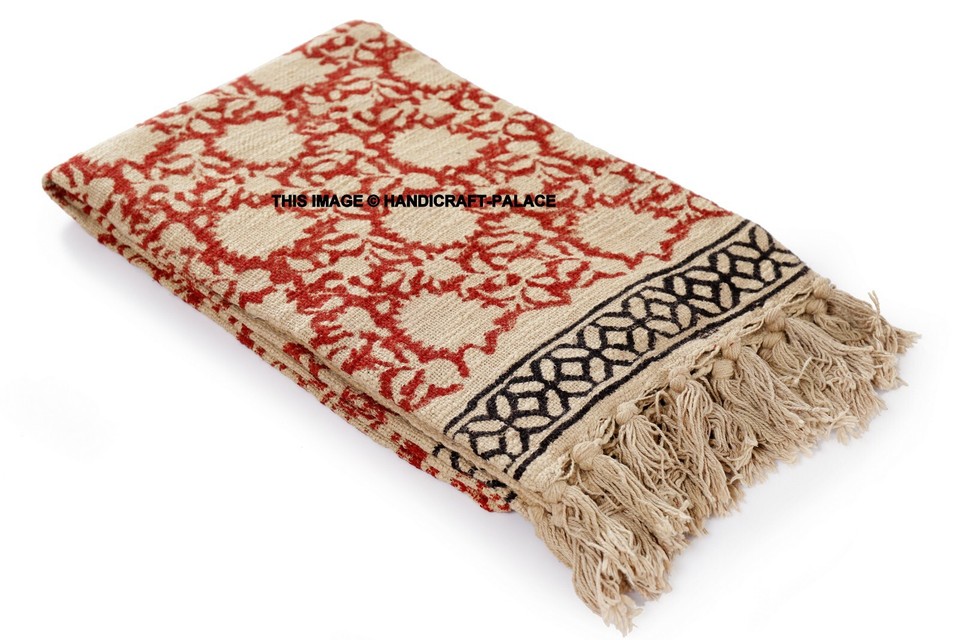Boho Blanket Cotton King Size Sofa Throw for Living Room Bedding Indian ...